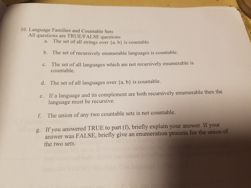 Solved 10. Language Families and Countable Sets All | Chegg.com