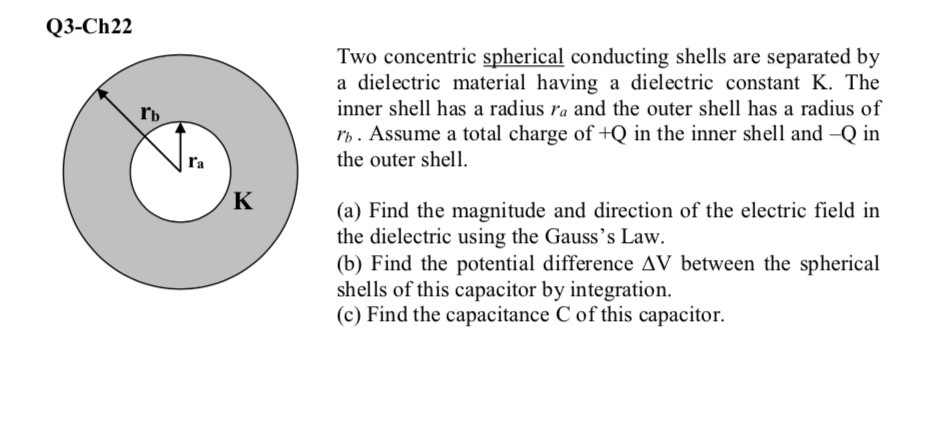 Solved Q3-Ch22 ru Two concentric spherical conducting shells | Chegg.com