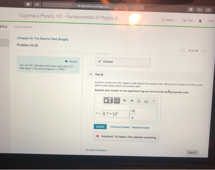 Solved Cuyamaca Physics 131 - Fundamentals of Physics II Hi, | Chegg.com