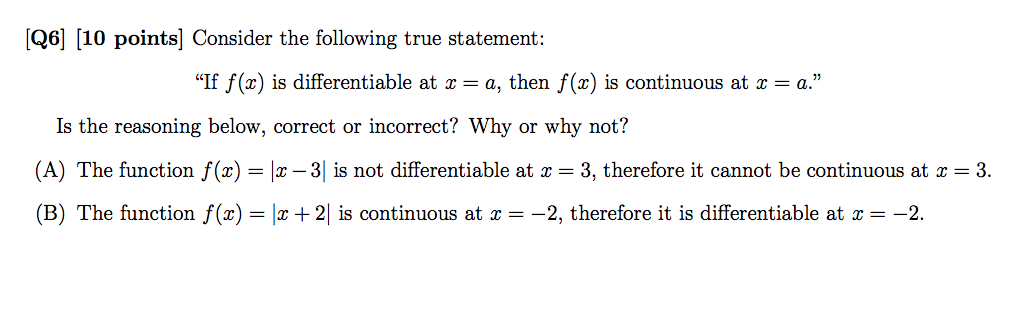 Solved [Q6] [10 points] Consider the following true | Chegg.com