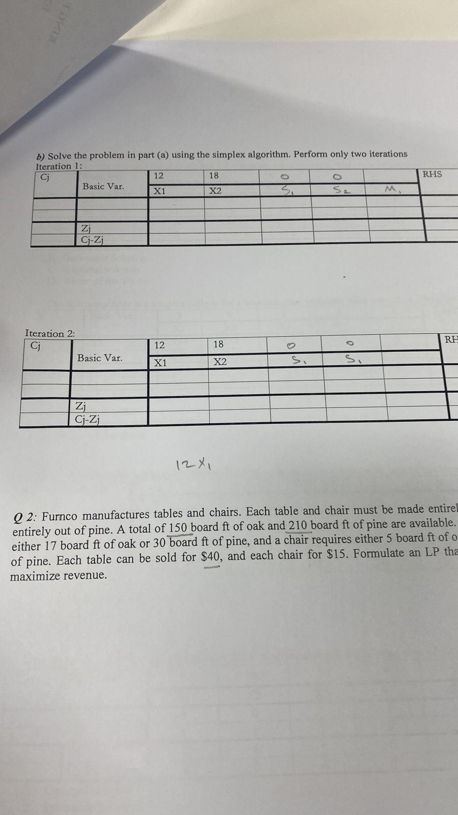 b) Solve the problem in part (a) using the simplex | Chegg.com
