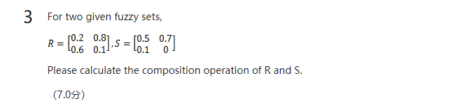 Solved 3 For two given fuzzy sets, R = = [0:2 0:1].s = [0.5 | Chegg.com