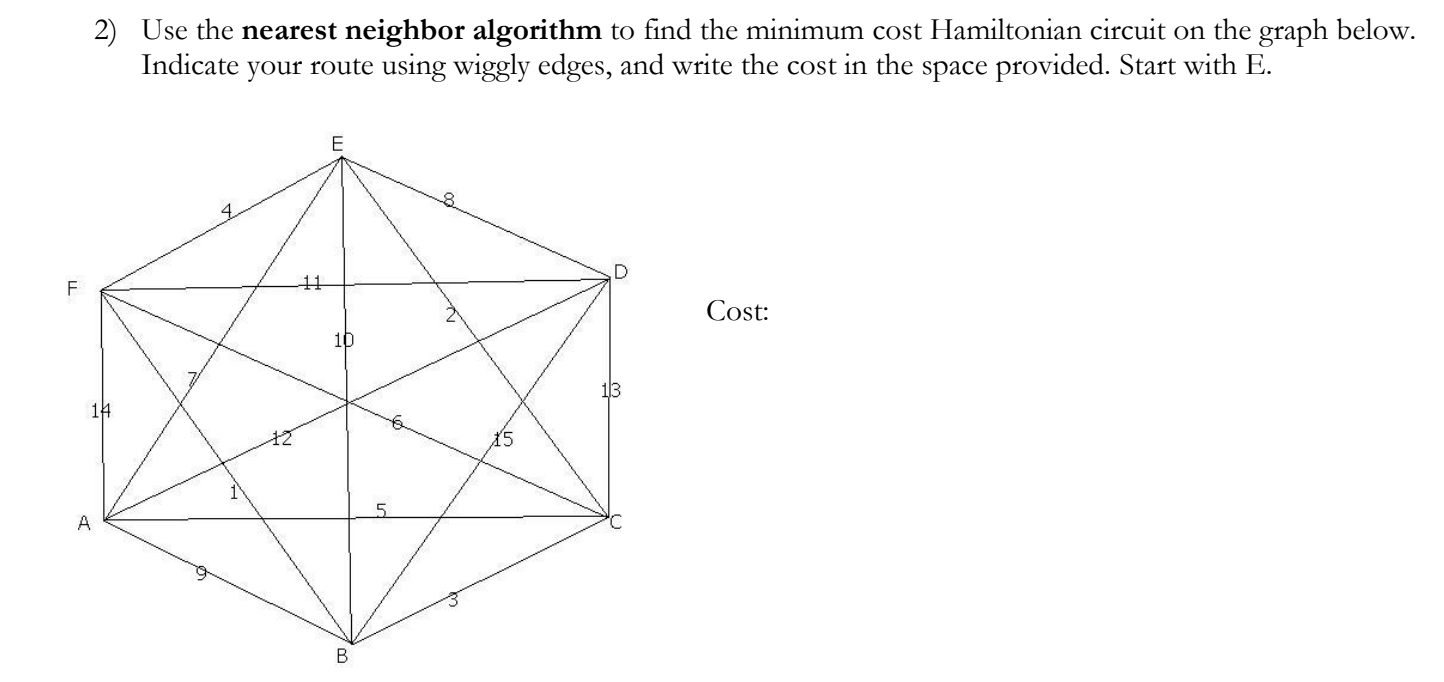 Solved Use the nearest neighbor algorithm to find the | Chegg.com