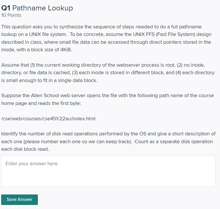 Q1 Pathname Lookup 10 Points This question asks you | Chegg.com