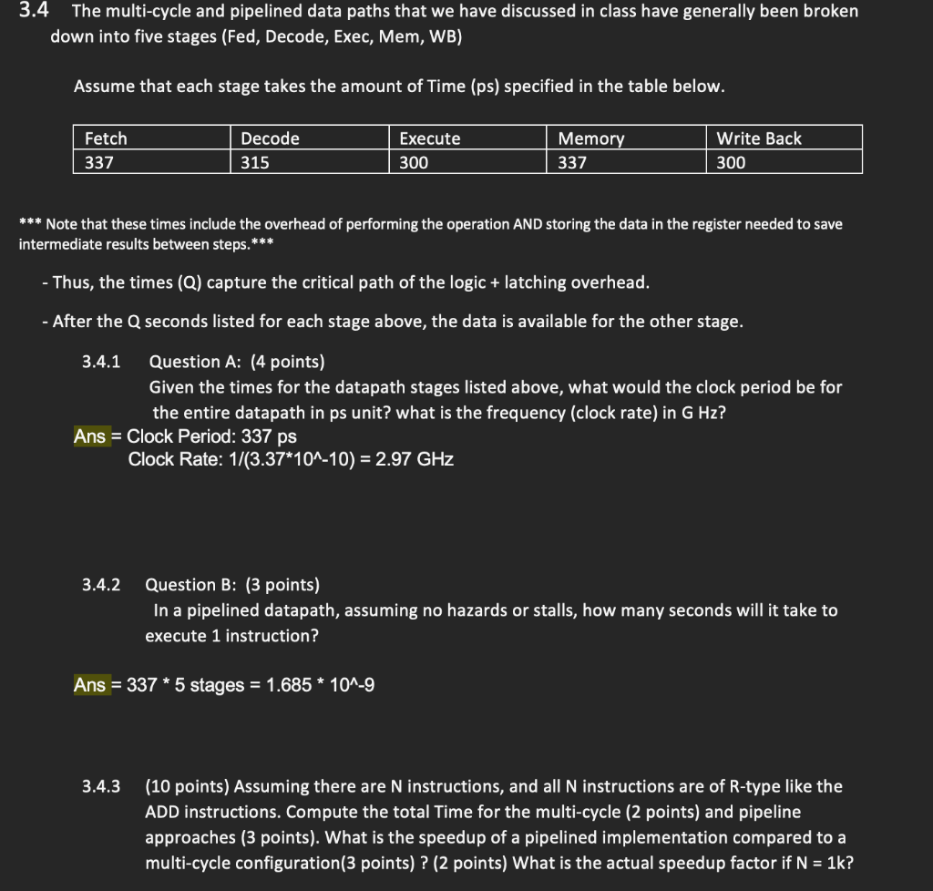 Solved 3.4 The multi-cycle and pipelined data paths that we | Chegg.com