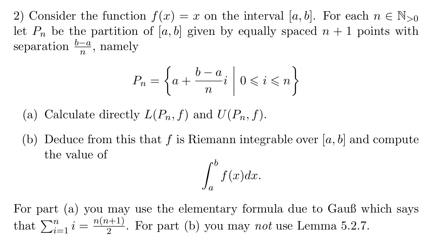 Solved 2) Consider the function f(x)=x on the interval | Chegg.com