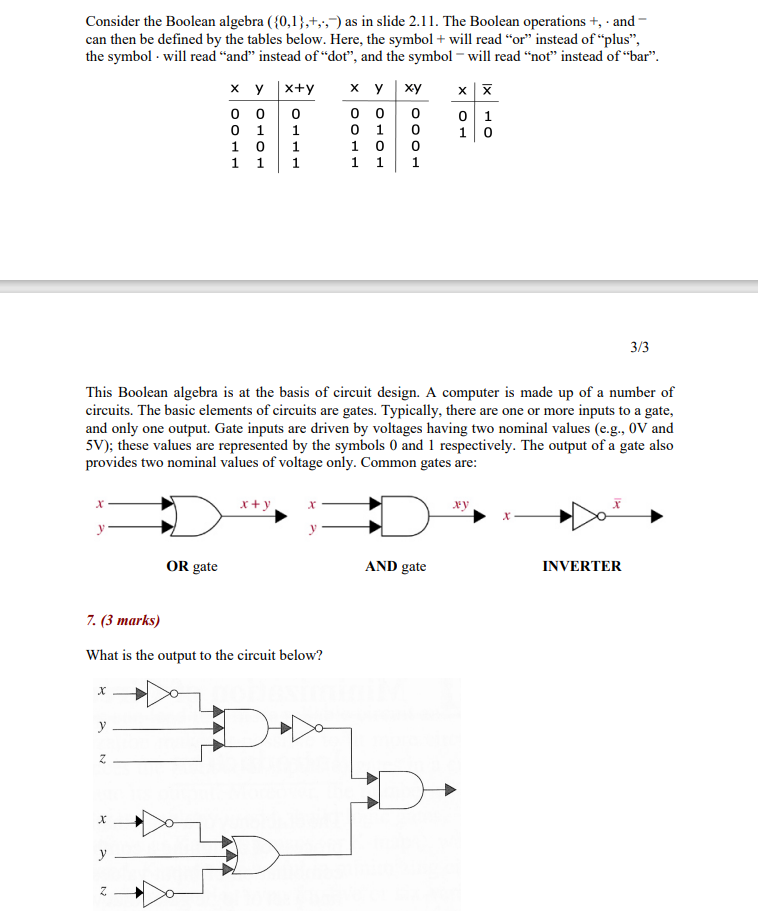 Solved Consider the Boolean algebra ({0,1},+,⋅,−) as in | Chegg.com