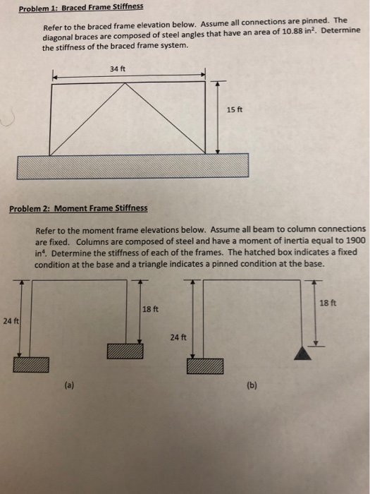 Problem 1: Braced Frame Stiffness Refer to the braced | Chegg.com