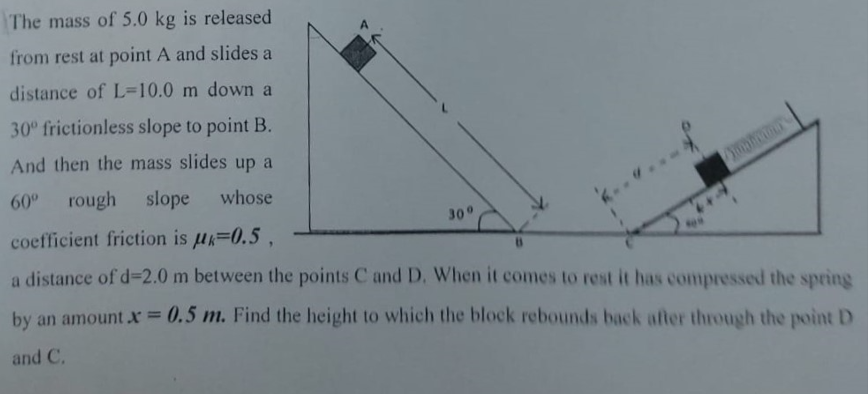 Solved A block with a mass of 9.4 kg is released from rest | Chegg.com