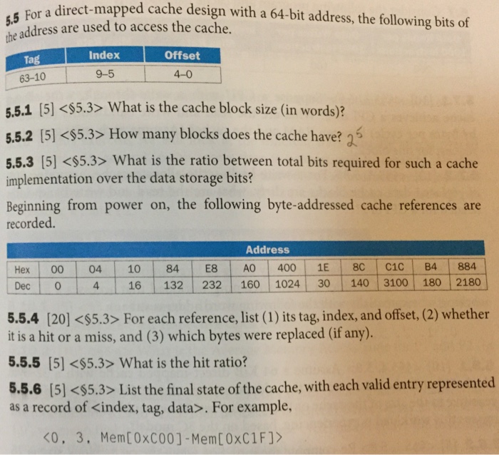 Solved For a direct mapped cache design with a 64-bit | Chegg.com