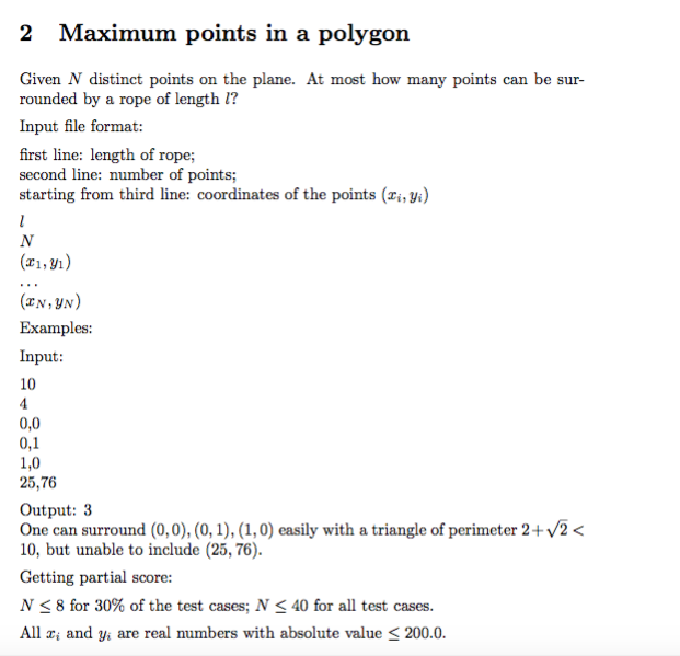 Solved 2 Maximum points in a polygon Given N distinct points | Chegg.com