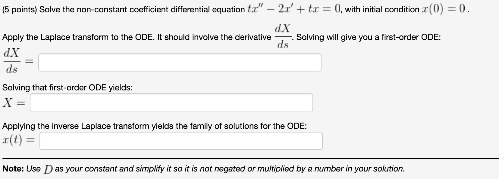 Solved 5 Points Solve The Non Constant Coefficient