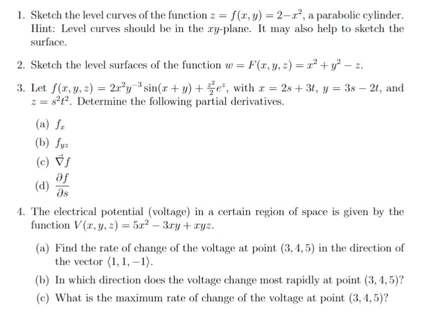Solved 1. Sketch the level curves of the function | Chegg.com