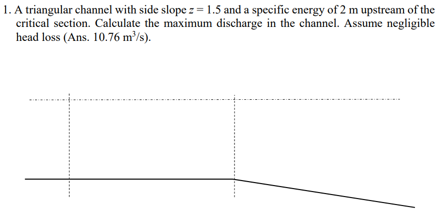 Solved 1. A triangular channel with side slope z=1.5 and a | Chegg.com