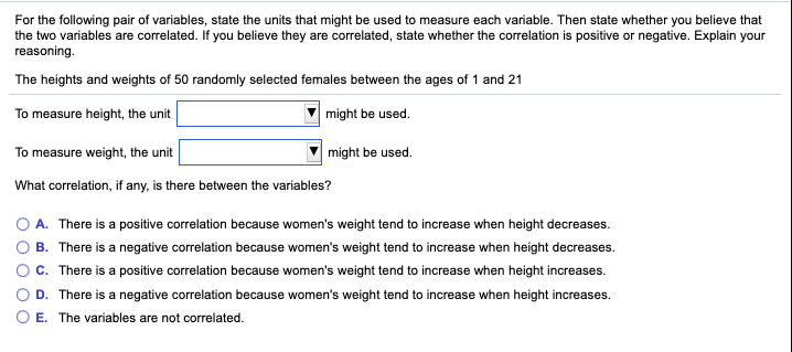 Solved For the following pair of variables, state the units | Chegg.com