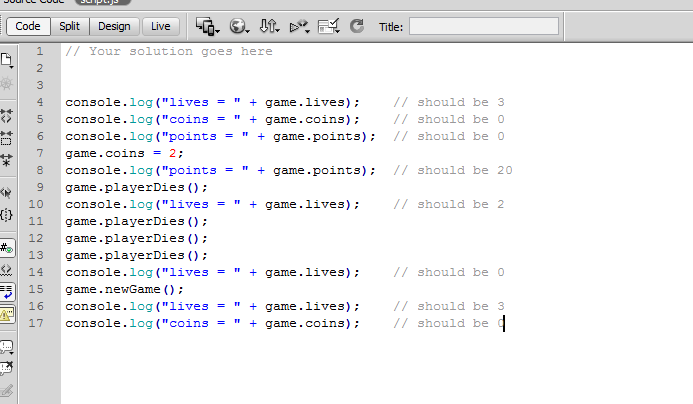 Solved: Create an object called game in the script.js fil