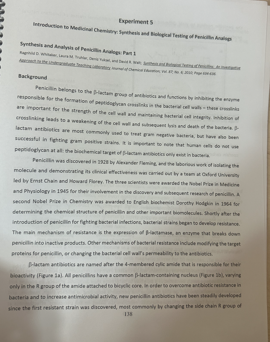 Solved Prelab Assignment: E5 Introduction to Medicinal | Chegg.com