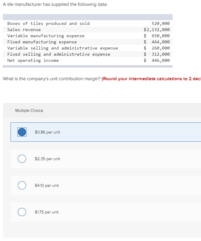 Solved A tile manufacturer has supplied the following data | Chegg.com