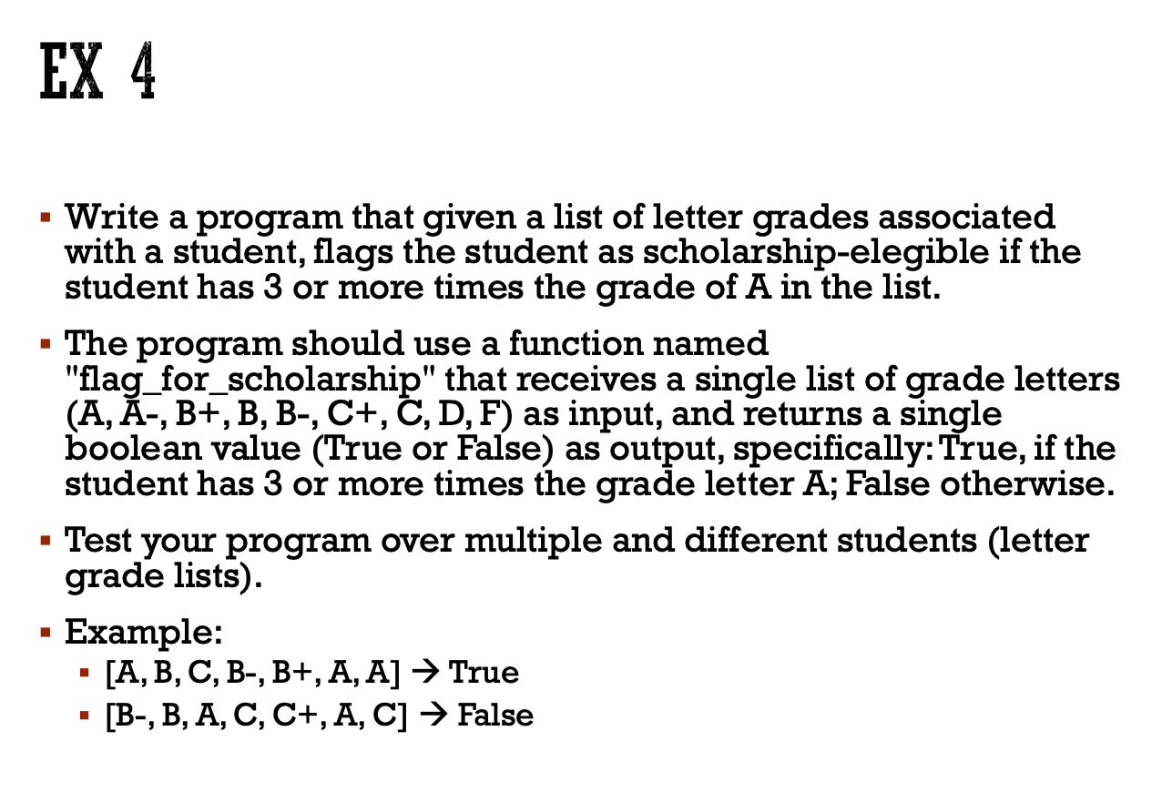 Solved - Write a program that given a list of letter grades | Chegg.com