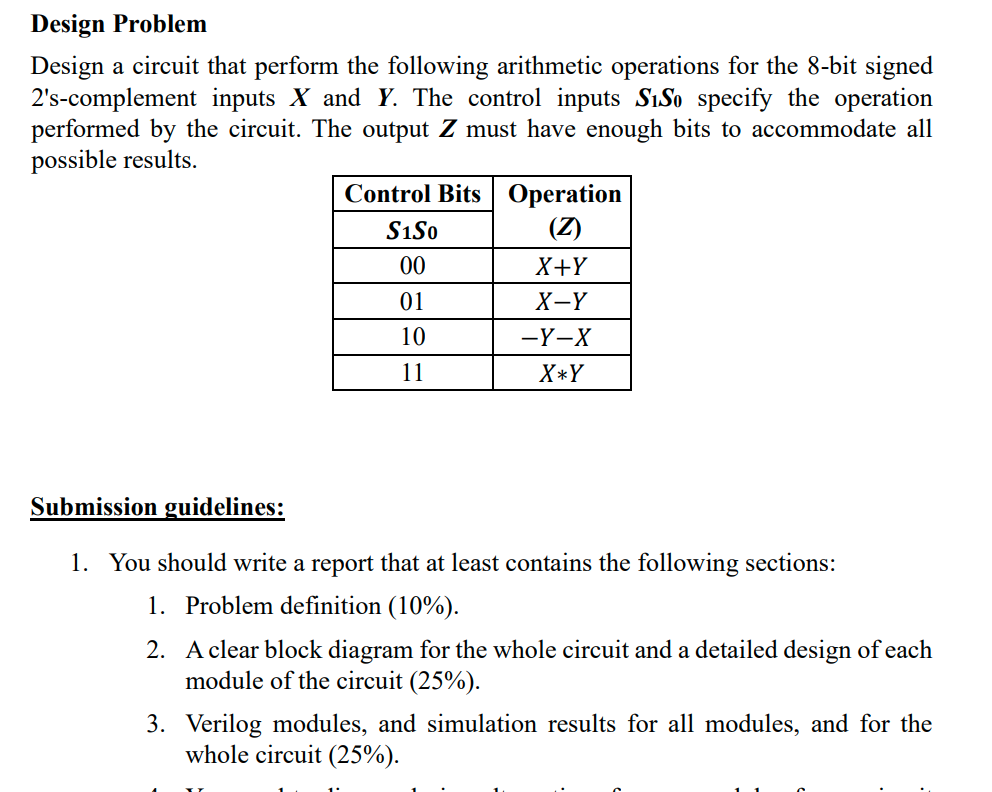 Solved Design ProblemDesign a circuit that perform the | Chegg.com