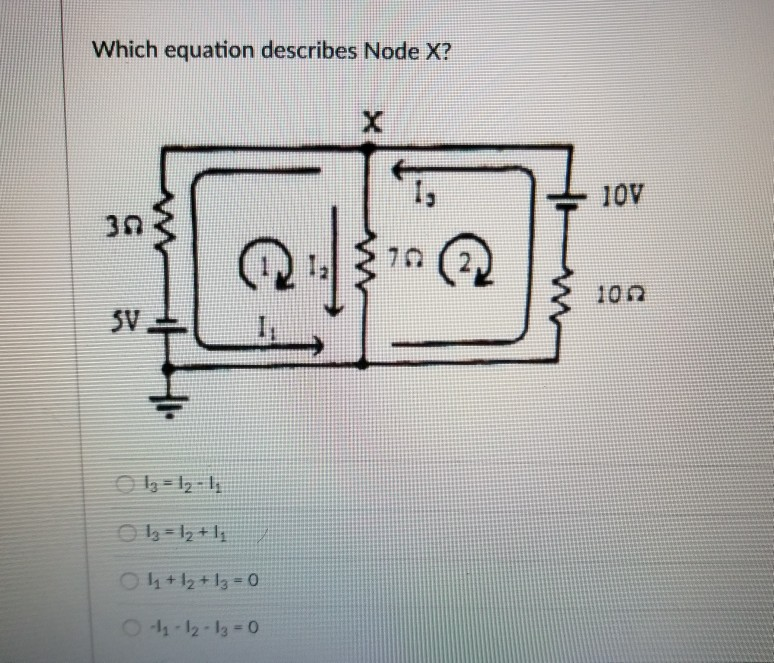 Solved Which equation describes Node X? 1s 10V 30 102 | Chegg.com