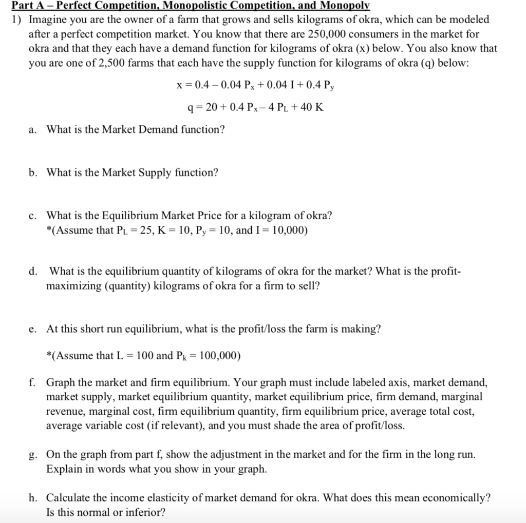 Solved Part A - Perfect Competition, Monopolistic | Chegg.com