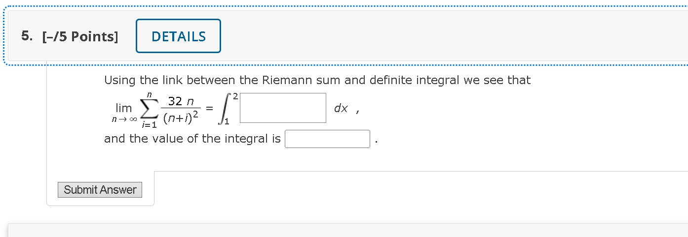 Using the link between the Riemann sum and definite | Chegg.com