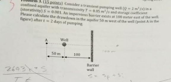 Solved P Problem 3. (15 points) Consider a transient pumping | Chegg.com