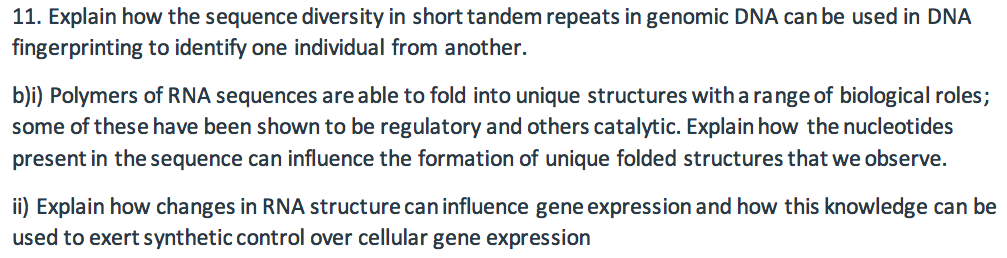 Solved 11. Explain how the sequence diversity in short | Chegg.com