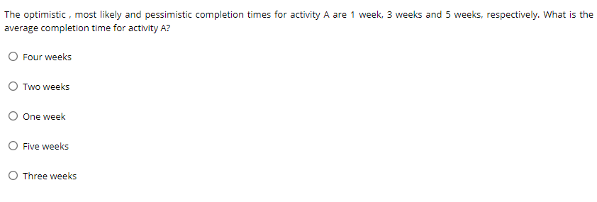 Solved The optimistic , most likely and pessimistic | Chegg.com