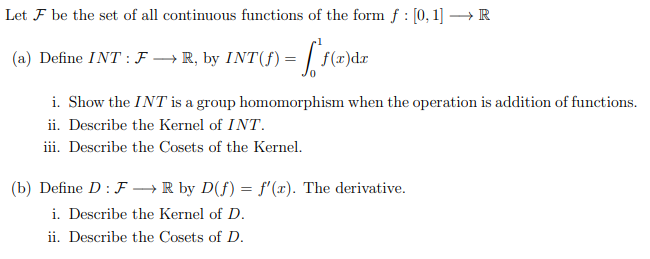 Solved Let F be the set of all continuous functions of the | Chegg.com