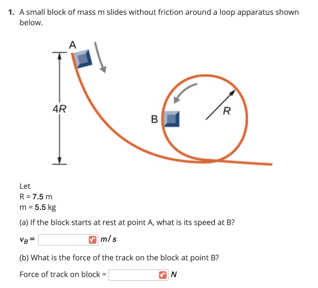 Solved 1. A small block of mass m slides without friction | Chegg.com