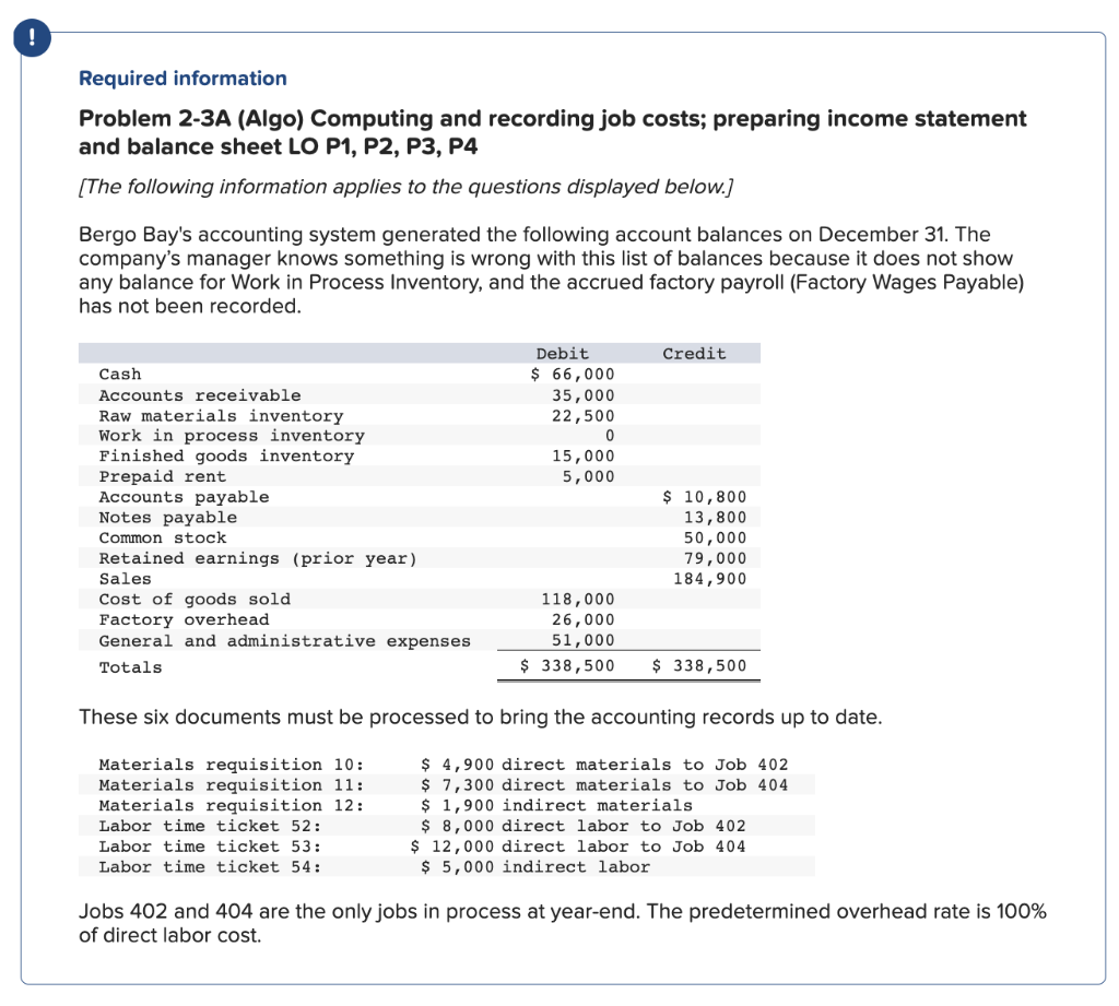 Solved Required information Problem 2-3A (Algo) Computing | Chegg.com