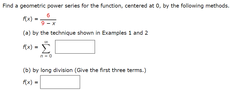 Solved Find a geometric power series for the function, | Chegg.com