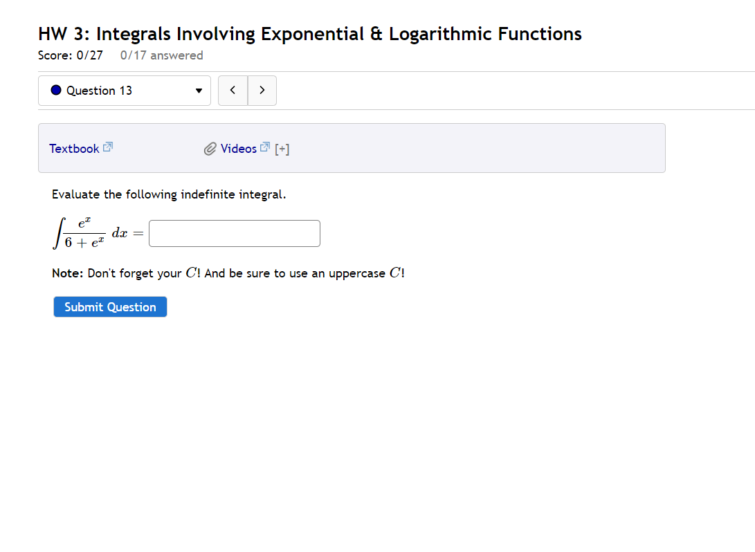 Solved HW 3: Integrals Involving Exponential \& Logarithmic | Chegg.com