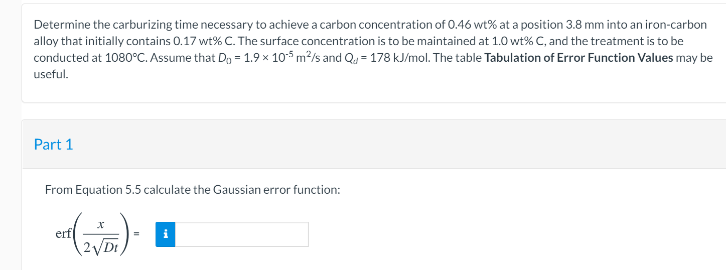 Solved Determine the carburizing time necessary to achieve a | Chegg.com