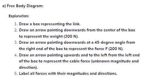 a) ﻿Free Body Diagram:Explanation:Draw a box | Chegg.com