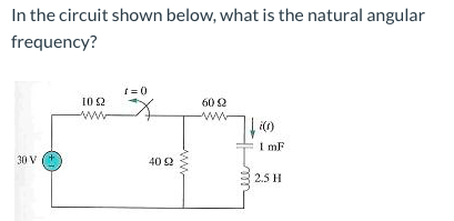 Solved In the circuit shown below, what is the natural | Chegg.com