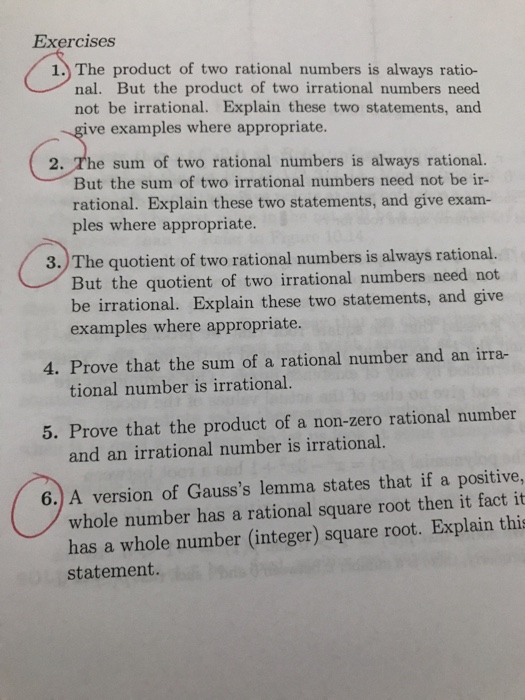 Solved Exercises 1. The product of two rational numbers is | Chegg.com