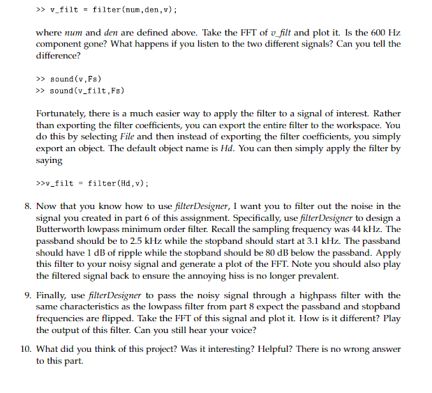 Solved The objective of this project is to use Matlab to | Chegg.com