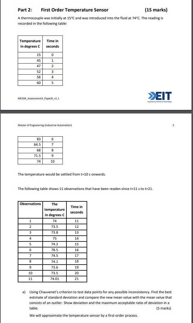 Solved The temperature would be settled from | Chegg.com