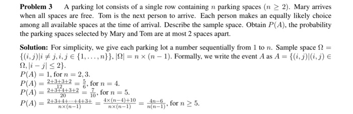 Solved Problem 3 A parking lot consists of a single row | Chegg.com
