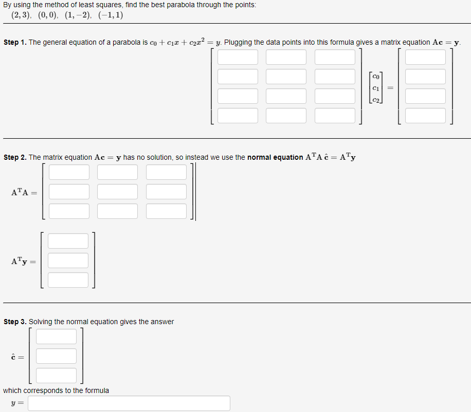Solved By using the method of least squares, find the best | Chegg.com