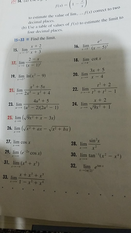 Solved 14. a) to estimate the value of lim. fx) correct tot | Chegg.com