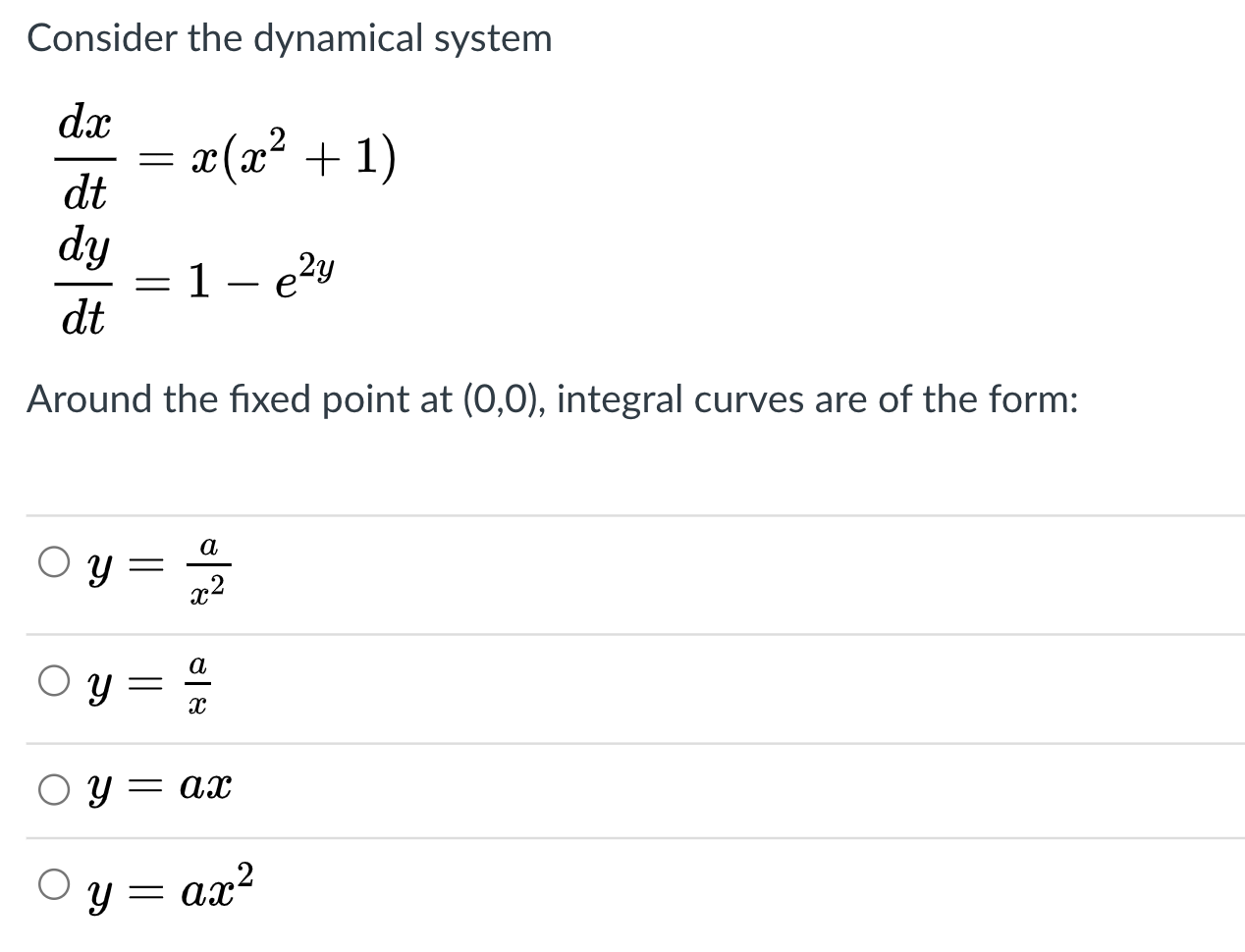 Consider the dynamical system dx = X x(x² + 1) dt dy | Chegg.com
