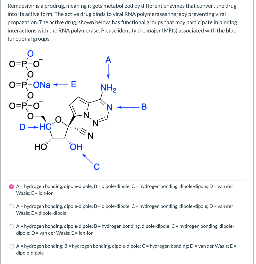 Solved Remdesivir is a prodrug, meaning it gets metabolized | Chegg.com
