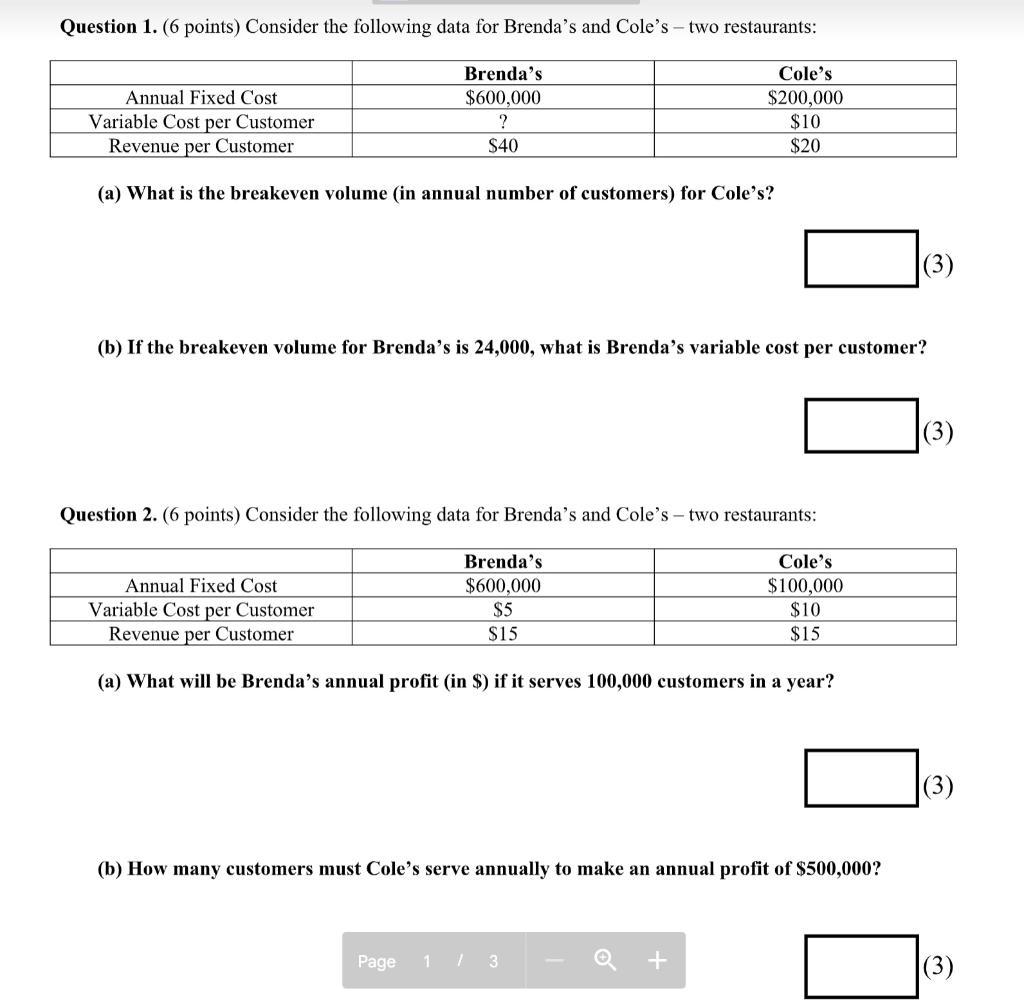 Solved Question 1 6 Points Consider The Following Data 