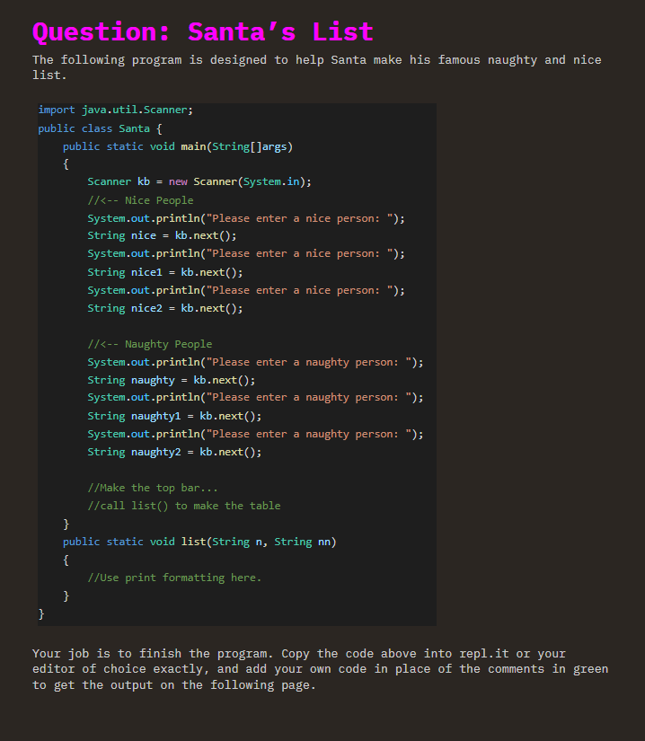 Solved JAVA!! PLEASE DO ON REPL.IT ALSO IT IS DUE 2 HOURS | Chegg.com