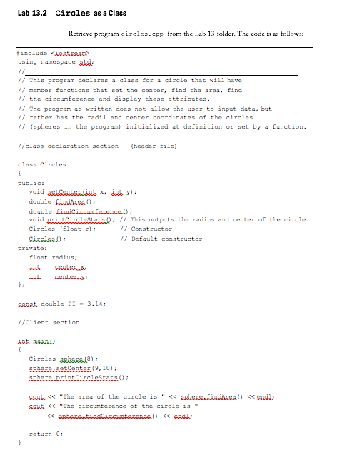 Solved Lab 13.2 Circles as a Class Retrieve program | Chegg.com