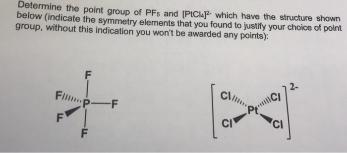 Solved Determine the point group of PFs and [PtCl4] which | Chegg.com